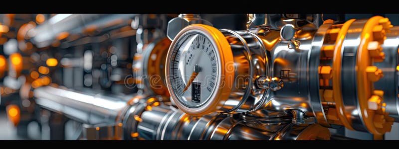 A Factory Machine with a Clock on it, Focused in Closeup View Stock ...
