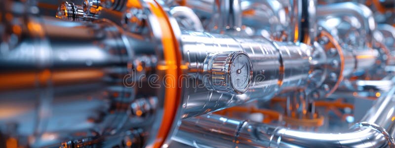 A Factory Machine with a Clock on it, Focused in Closeup View Stock ...