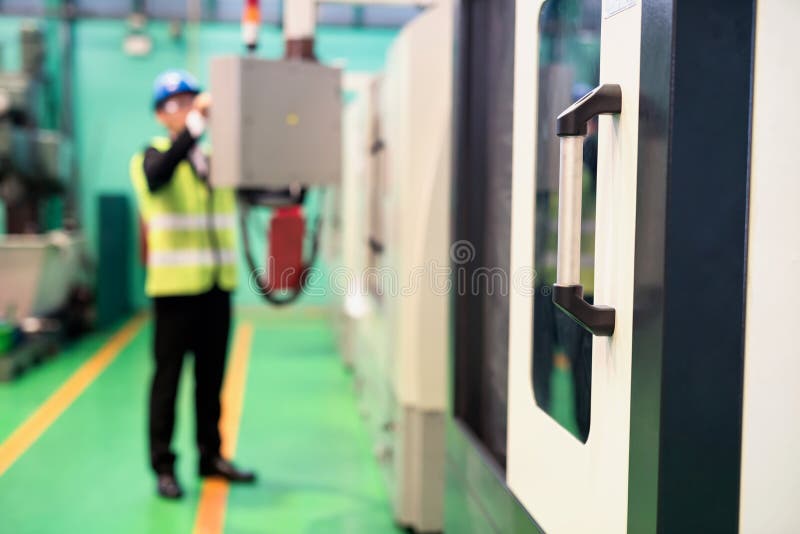 Factory Machine with Supervisor Checking QC Stock Photo - Image of ...