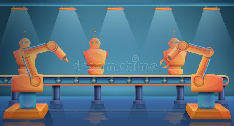 Factory with Machine Tools Manufacturing Robots Stock Vector ...