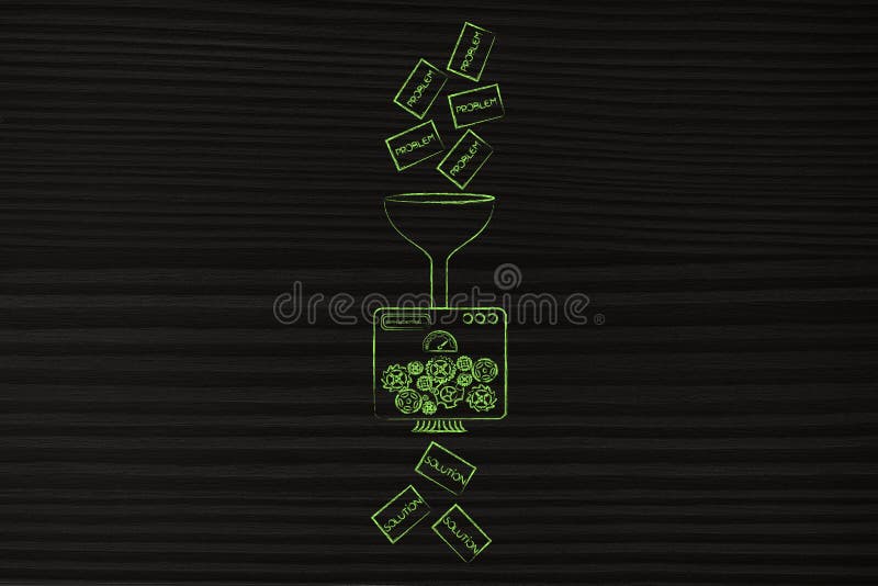 Factory Machine Turning Problems into Solutions Stock Illustration ...