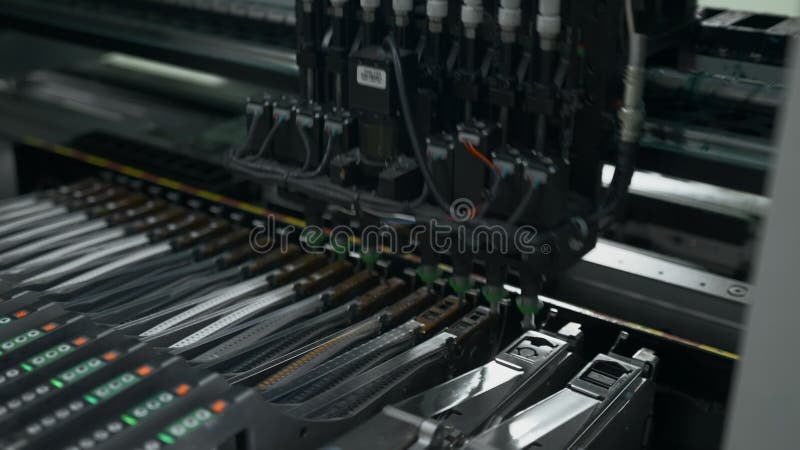 Factory Machine at Work: Printed Circuit Board Being Assembled with ...