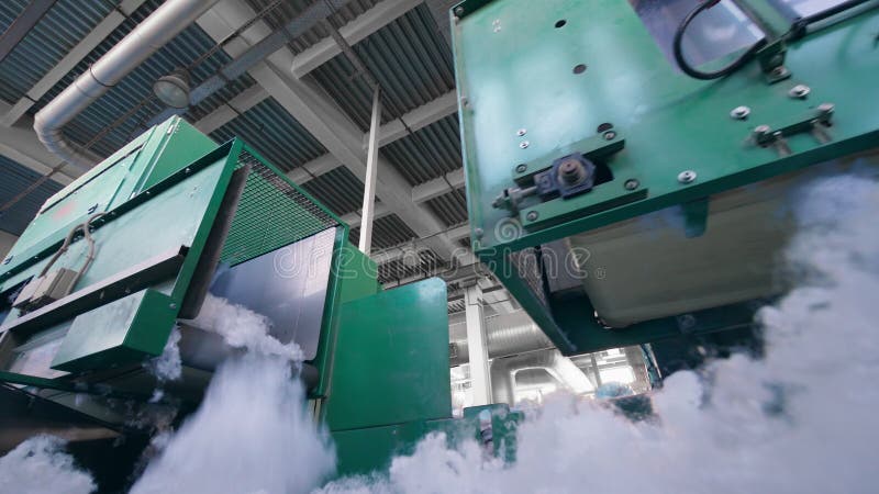 Polyester Fiber Produced at a Modern Factory, Moving on a Conveyor ...