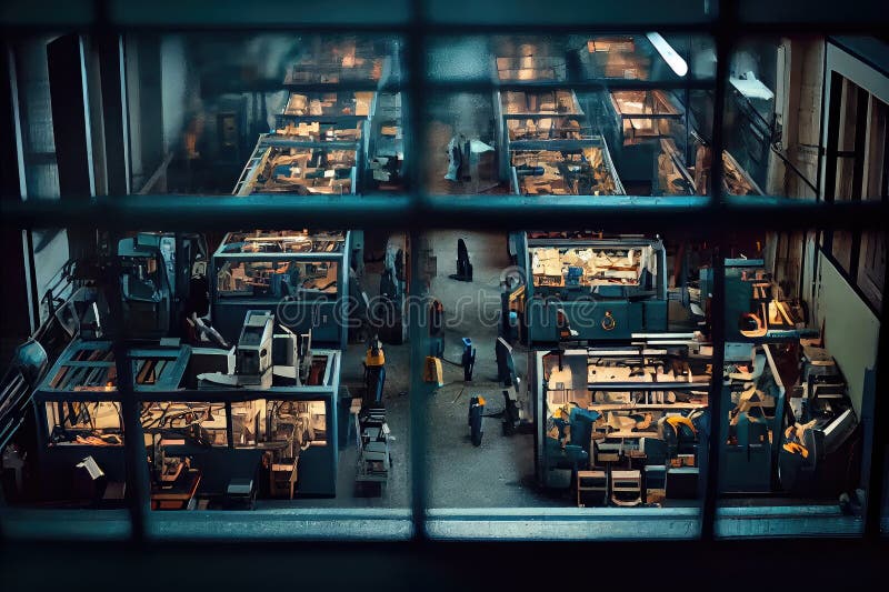 Factory, with Machines and Workers Producing Plastic Windows in Large ...