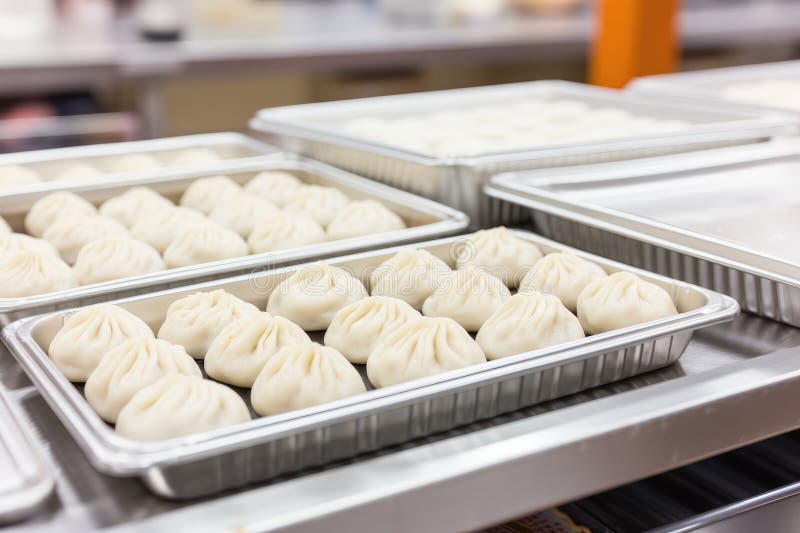 Factory Made Asian Dumplings in Progress Stock Illustration ...