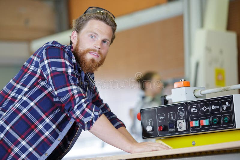Factory Man Worker Holding Metal Sheet in Workshop Stock Image - Image ...