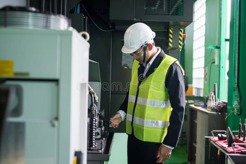 Factory Manager Check Machine before Implement Stock Image - Image of ...