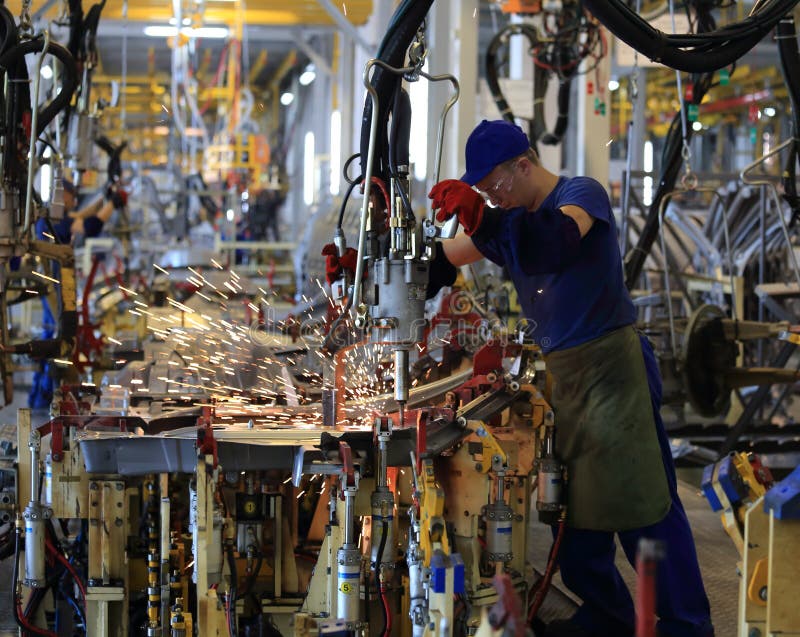Smiling Man Work, Industrial Manufacturing Factory Stock Photo - Image ...