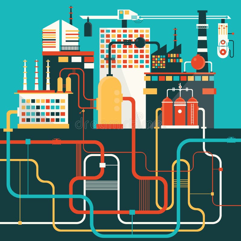 Factory for Manufacturing Products. Stock Vector - Illustration of ...