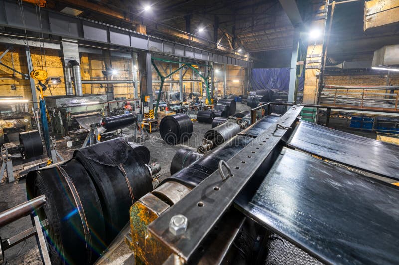 Factory Manufacturing Rubber Conveyor Belts. Stock Image - Image of ...