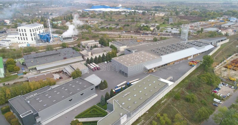 Factory with Modern Design Top View. Modern Factory Aerial View Stock ...