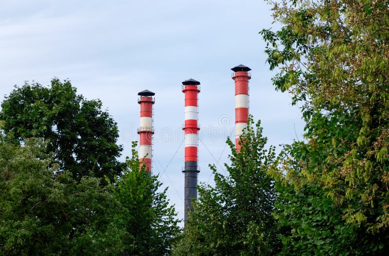 Factory and nature stock photo. Image of smoke, contrast - 163497970