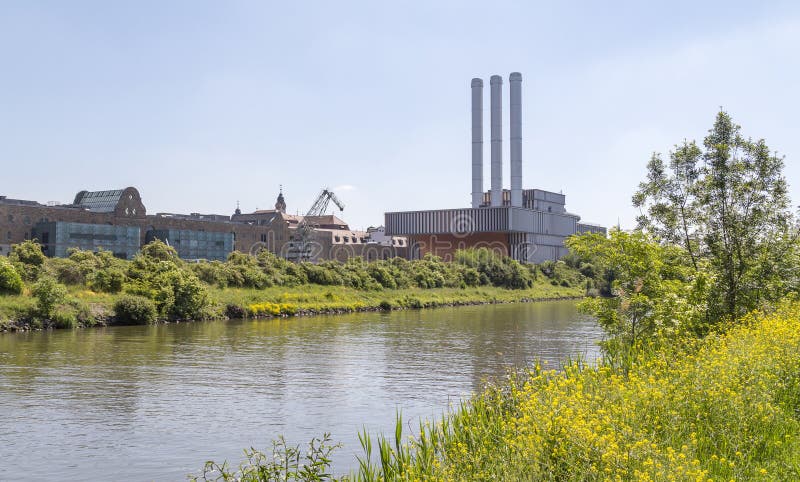 Factory near river stock image. Image of production, mill - 94130915