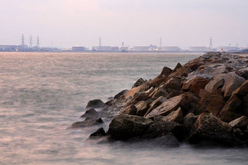 Industrial Factory Near The Sea Stock Image - Image of metal, storage ...
