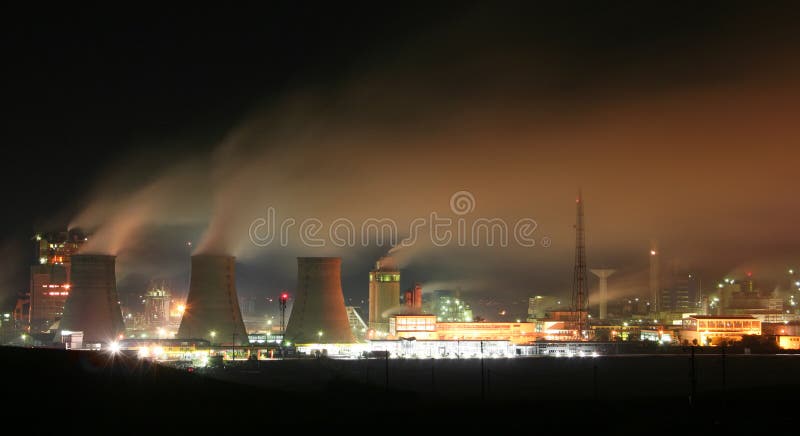 Factory at night stock photo. Image of chemical, industrial - 1187396
