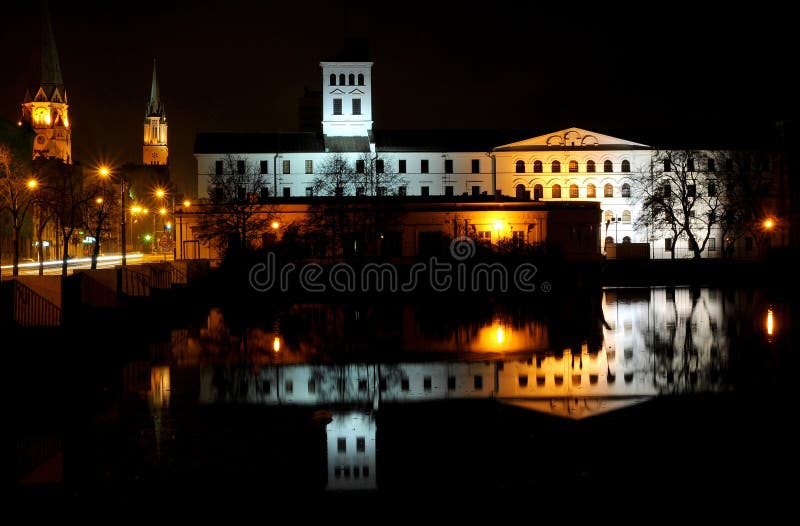 Factory at night stock photo. Image of travel, buildings - 22108504