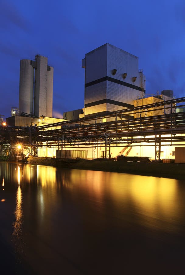 Factory at night stock photo. Image of current, water - 25246910