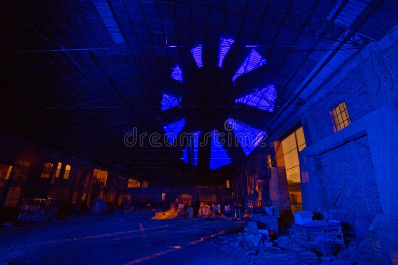 Factory night blue stock photo. Image of circle, light - 91140022