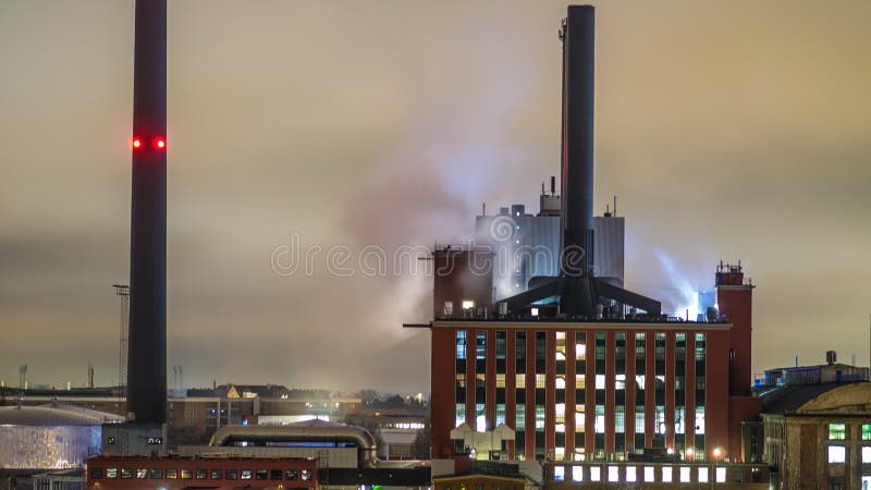 Factory at night stock image. Image of plant, night, power - 35731157