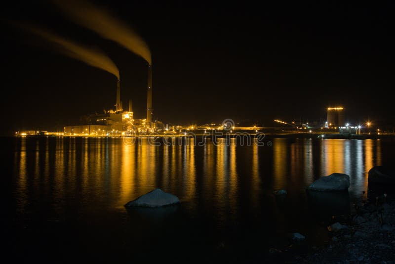 Factory at night stock image. Image of pollution, mountain - 34257767