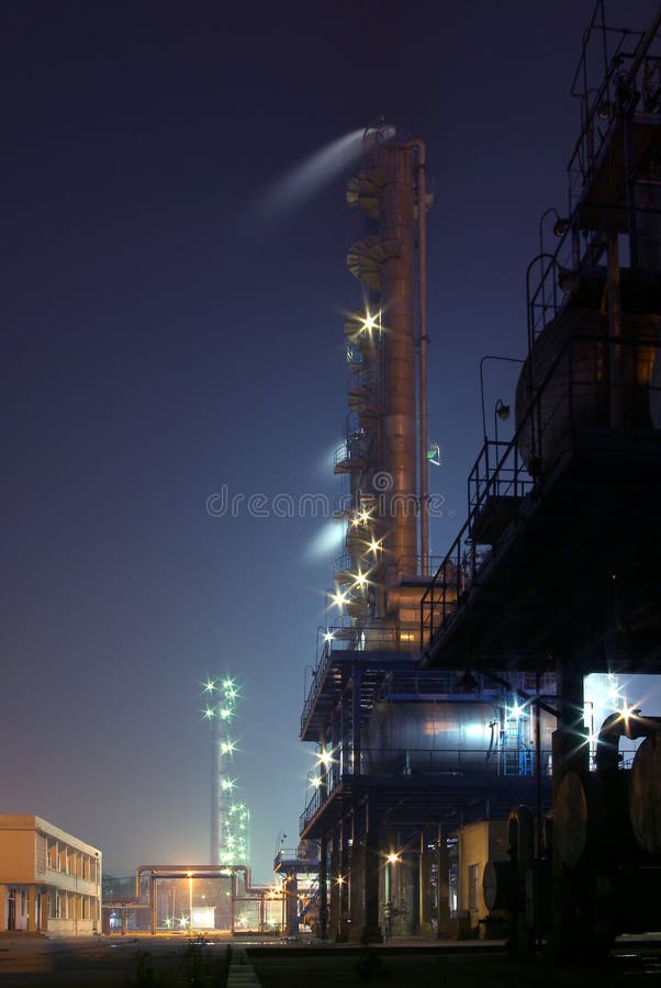 Factory at night stock photo. Image of chemical, industrial - 1187396