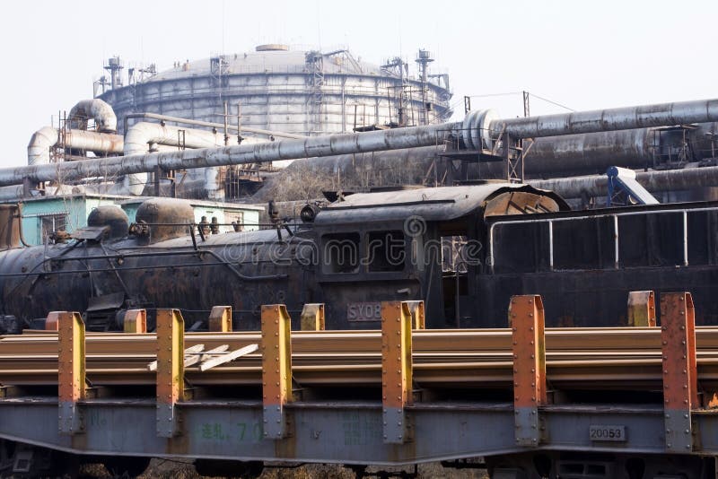 Factory and old train stock photo. Image of aerial, manufacture - 13108044