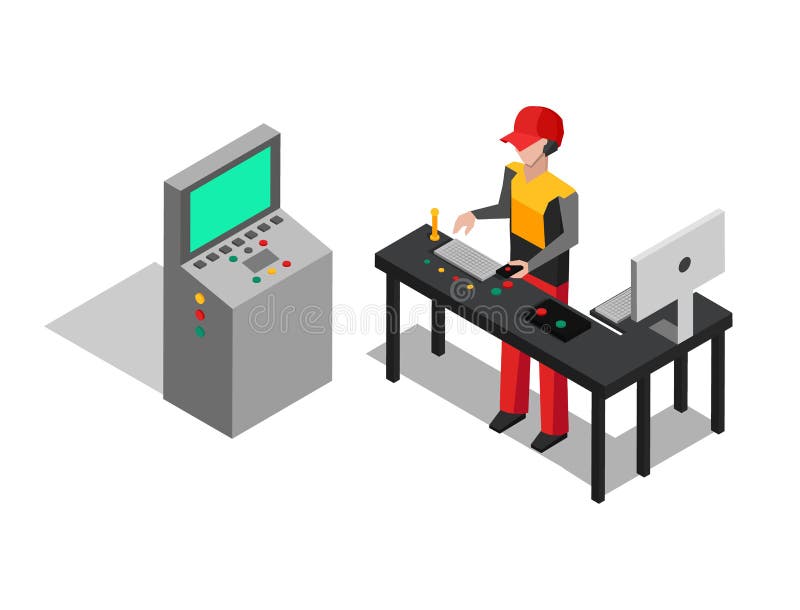 Factory and Operator at Work Vector Illustration Stock Vector ...
