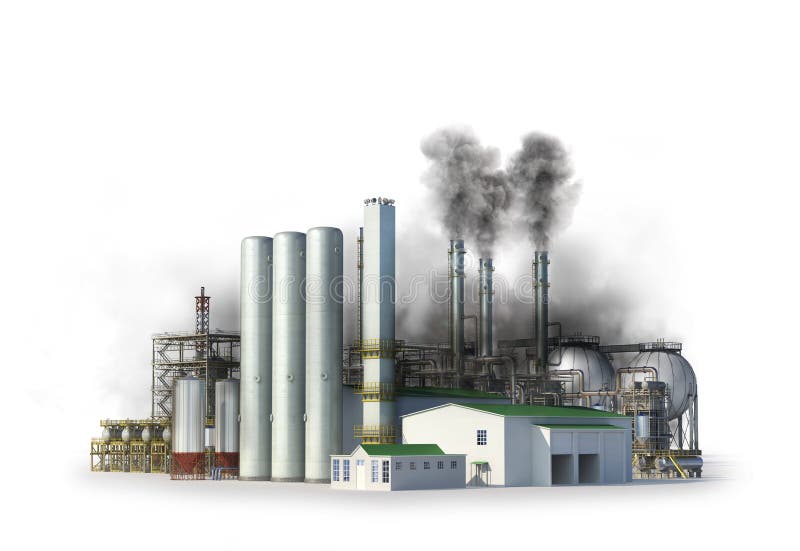 Factory Outside Isolated on Sky Background Stock Illustration ...