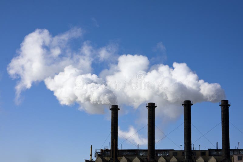 Factory Pipe Smoking with a White Smoke Stock Image - Image of blue ...