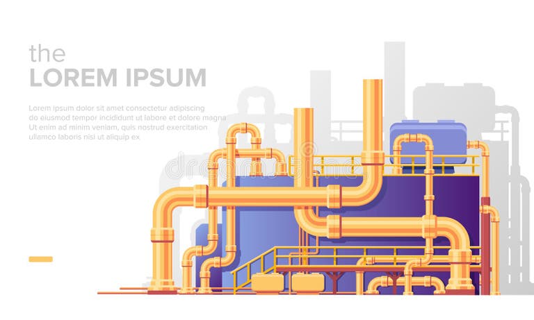 Factory and Manufacturing Pipeline Vector Illustration. Stock Vector ...