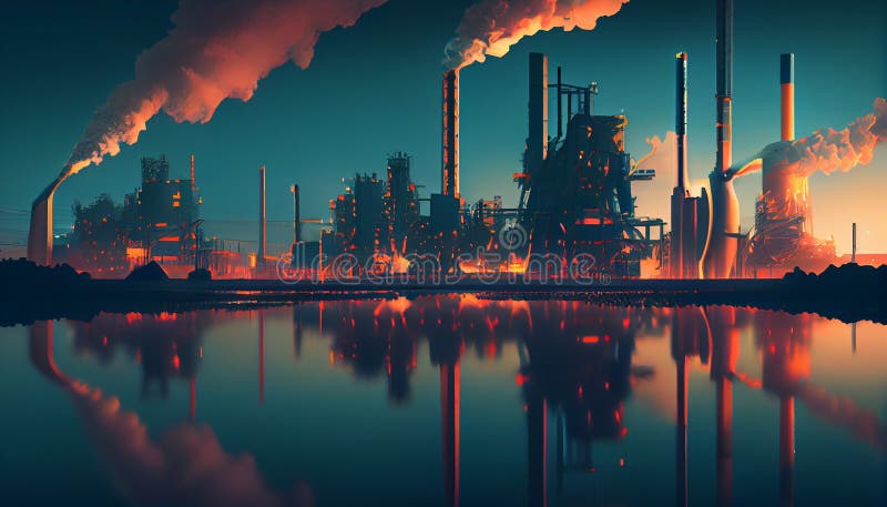Factory Polluting the Environment. Generative Ai Stock Illustration ...