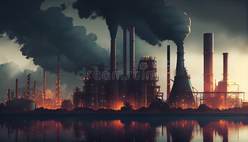 Factory Polluting the Environment. Generative Ai Stock Illustration ...