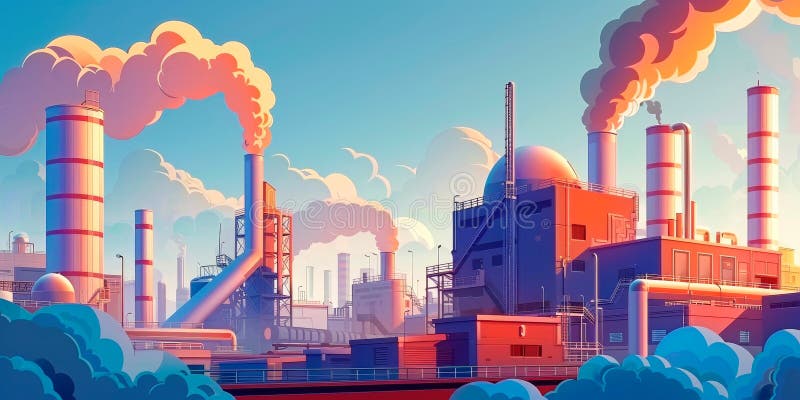 Factory with Pollution Control Measures in Place. Stock Photo - Image ...