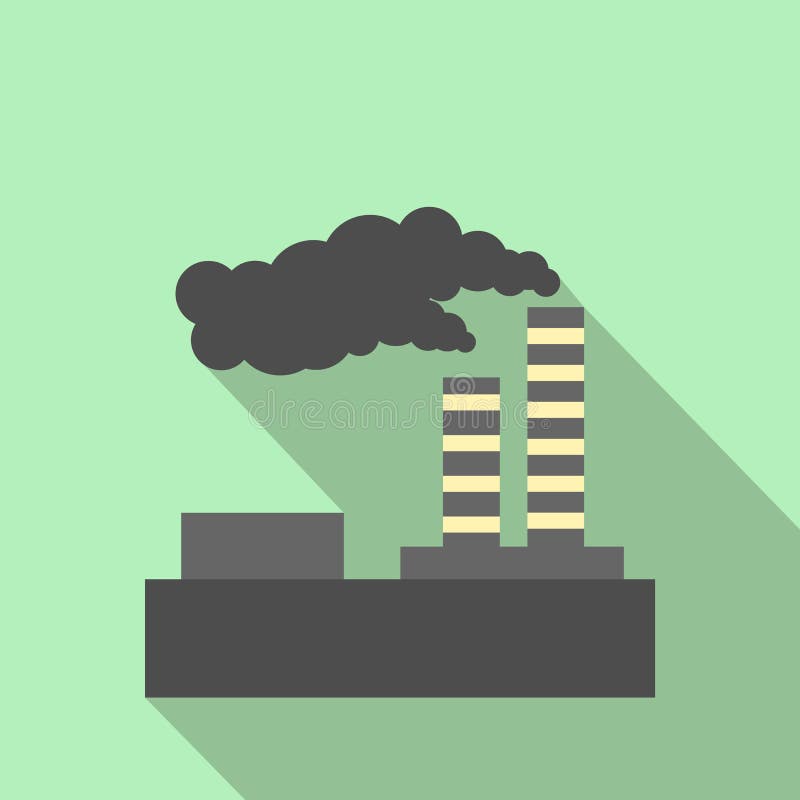 Factory Pollution Flat Icon Stock Vector - Illustration of engineering ...