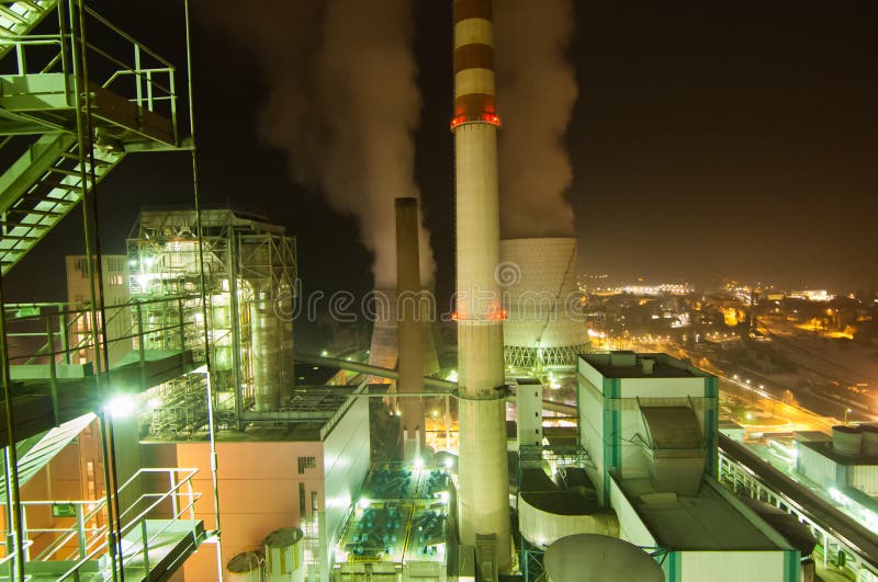 Factory with Air Pollution, Oil Industry Stock Photo - Image of ...