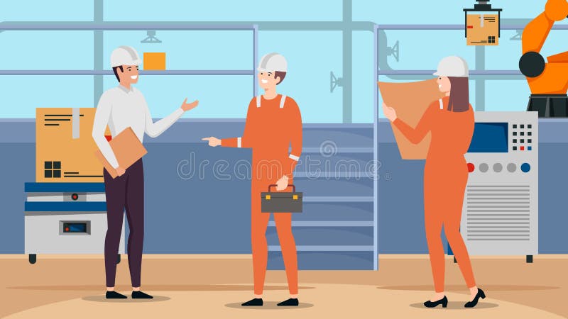 Factory in Process with Workers Stock Illustration - Illustration of ...