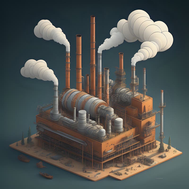 Factory Producing Co2 Pollution, Ilustration - Generated by Ai Stock ...
