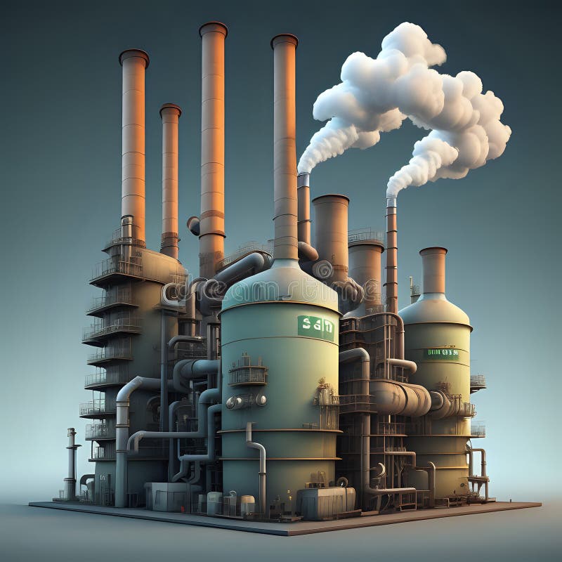 Factory Producing Co2 Pollution, Ilustration - Generated by Ai Stock ...