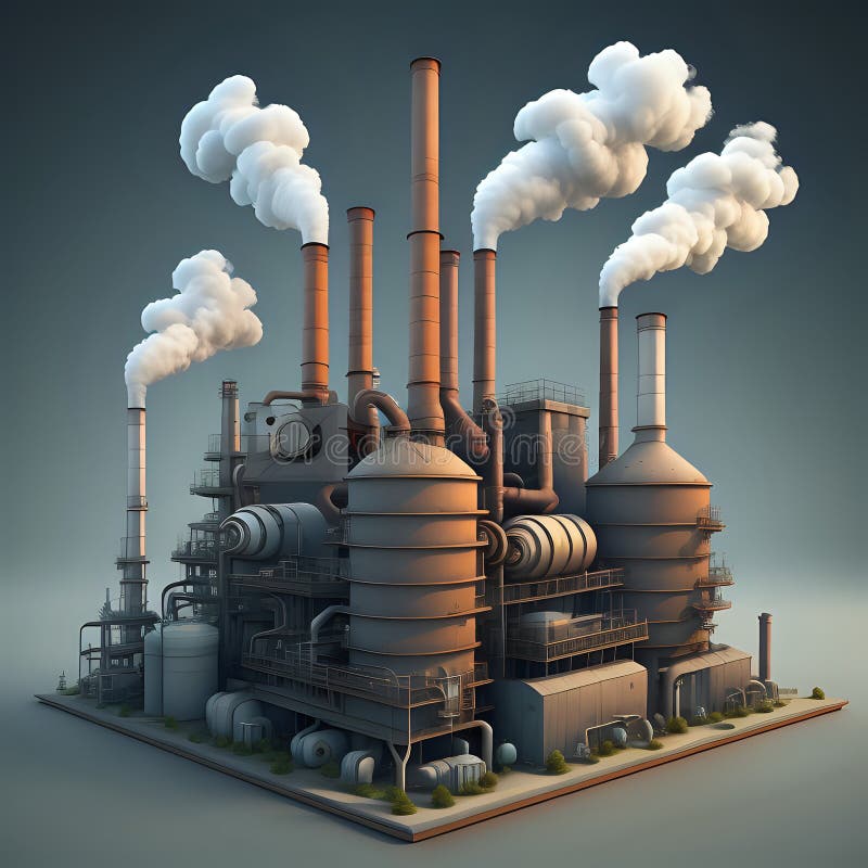 Factory Producing Co2 Pollution, Ilustration - Generated by Ai Stock ...
