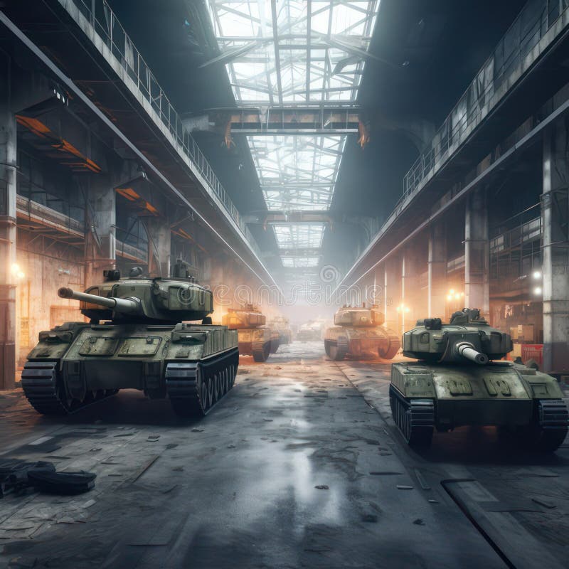 Factory Producing Modern Battle Tanks Created with Generative AI Stock ...