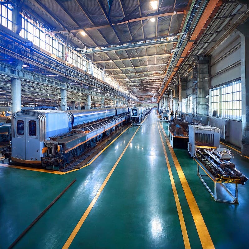 Factory Producing Trains, AI Generated Stock Illustration ...