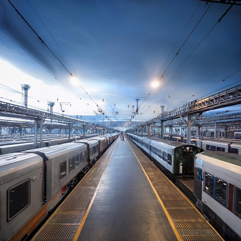 Factory Producing Trains, AI Generated Stock Illustration ...