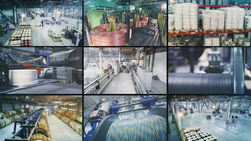 Factory for the Production of Cables. Cable Factory Multiscreen Stock ...