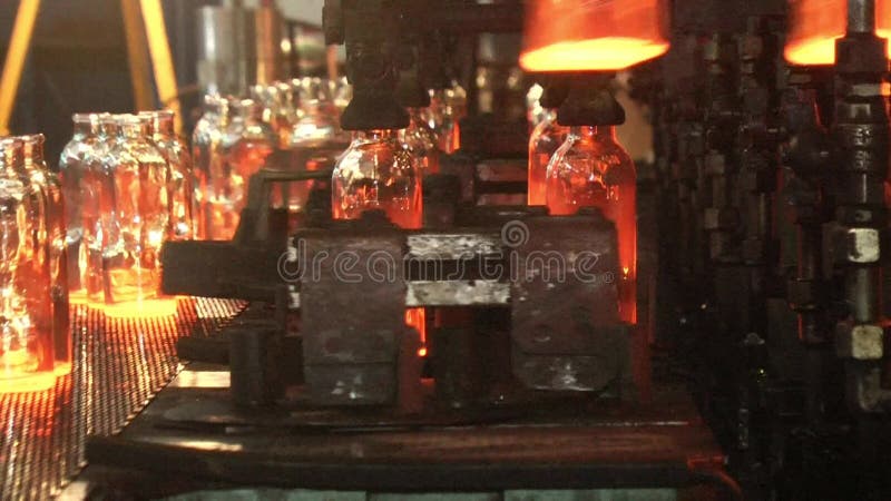 Factory For The Production Of Glass Bottles. Stock Footage - Video of ...