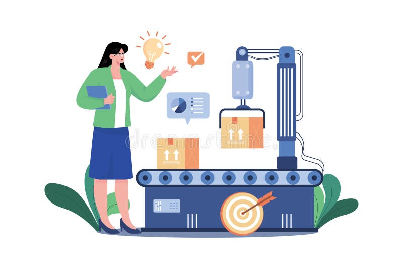 Automated Production Illustration Concept on White Background Stock ...