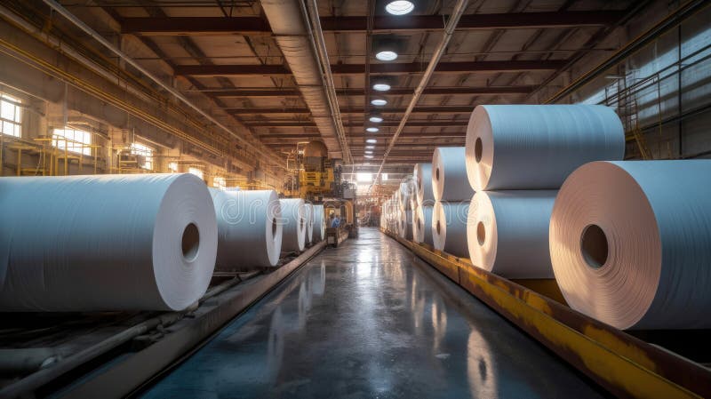 Factory Production Large Rolls of Thermal Paper. Paper Industry Stock ...