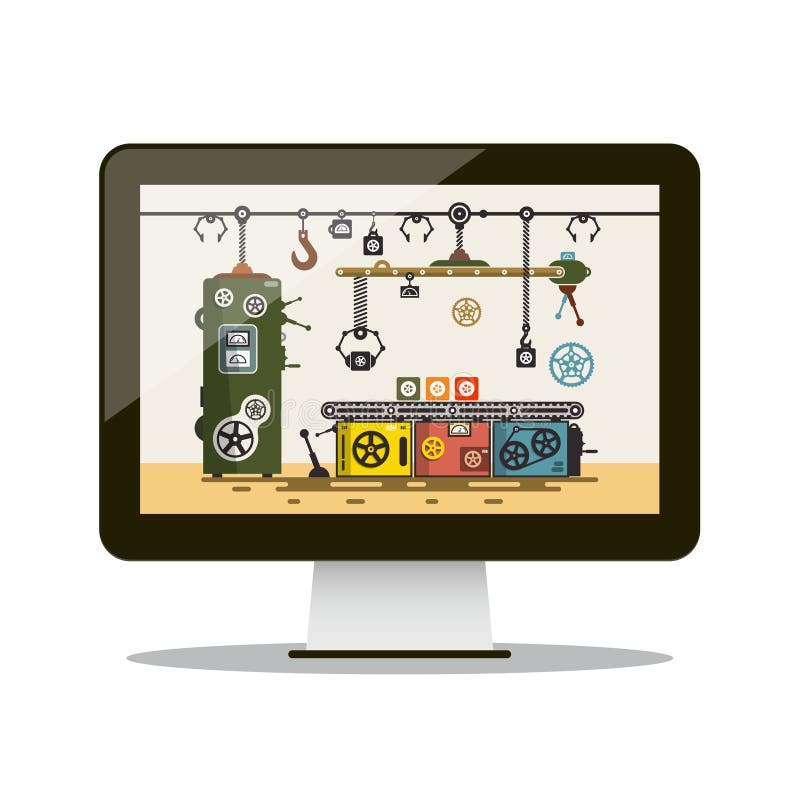 Line of Production. Flat Design Vector. Stock Illustration ...