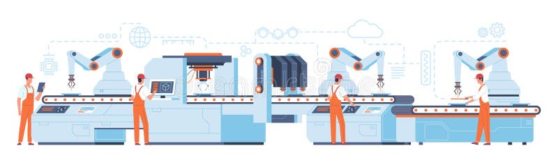 Factory Production Line People. Conveyor and Assembly Workers ...