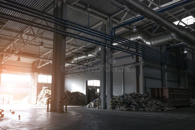 Factory for Recycling Garbage from the Inside Stock Photo - Image of ...