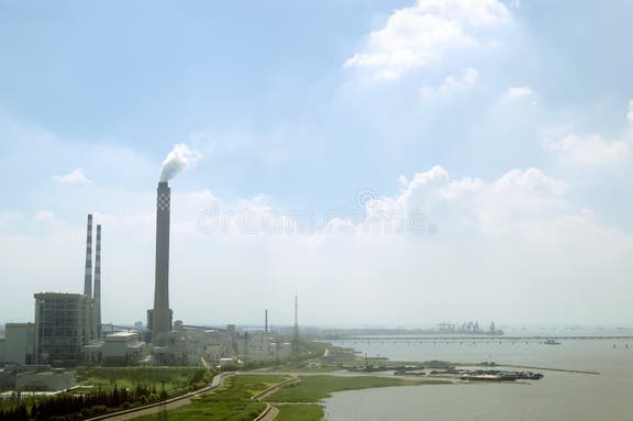 A factory by the river stock photo. Image of calm, produce - 5844644